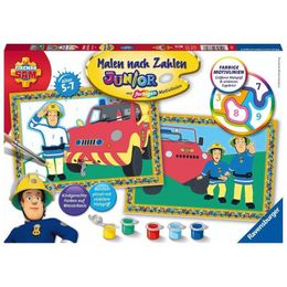 RAVENSBURGER VERLAG Mal-Set MALEN NACH ZAHLEN JUNIOR – FEUERWEHRMANN SAM 9-teilig