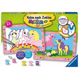 RAVENSBURGER VERLAG Mal-Set MALEN NACH ZAHLEN JUNIOR – SÜßE PONNYS 9-teilig