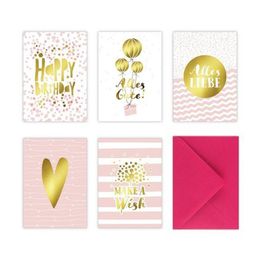 5 Geburtstagskarten im Set inkl. Umschläge in pink