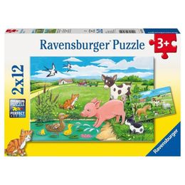 RAVENSBURGER VERLAG Puzzle TIERKINDER AUF DEM LAND 2x12-teilig