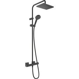 Hansgrohe Duschsystem, 1 Strahlart(en), Komplett-Set, 23cm, wassersparend mit Thermostat, schwarz