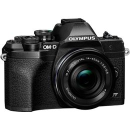 Olympus E-M10 Mark IV Systemkamera (M.Zuiko Digital ED 14‑42mm F3,5-5,6 EZ Pancake, 20,3 MP, Bluetooth, WLAN (WiFi), +BLS-50, F-5AC USB-AC Adapter, USB cable, Shoulder Strap), schwarz