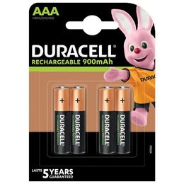Duracell 4er Pack Rechargeable AAA 900mAh Batterie, (4 St), goldfarben|grün