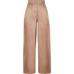 Urban Classics Stoffhose Urban Classics Damen Ladies Satin Wide Leg Pants (1-tlg), beige