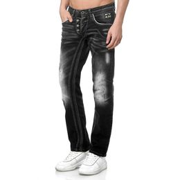 Rusty Neal Straight-Jeans im bequemen Straight Fit-Schnitt, grau|schwarz