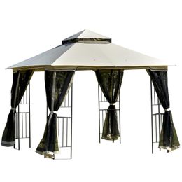 Outsunny Gartenpavillon mit Doppeldach (Farbe: beige)