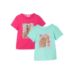 bonprix Mädchen T-Shirt (2er Pack) aus Bio-Baumwolle