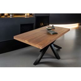 Esstisch 160x85cm Akazienholz nussbaumfarben gerade Kante Spider-Gestell schwarz RIO