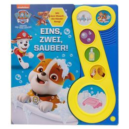 PAW Patrol - Eins, zwei, sauber! - Liederbuch mit Sound - Pappbilderbuch mit 6 Melodien und Geräuschen, Gebunden