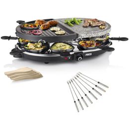 Setpoint - raclette Steinplatte & Grillplatte mit Teppan Gabeln für 8 Personen, 1200 Watt