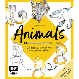 Animals - 25 Tiere zeichnen mit Watercolor-Effekt - Susanne Loose, Gebunden