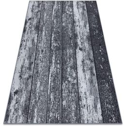 RUGSX - Antirutsch Teppich Teppichboden wood Holz Tafel grau grey 150x150 cm