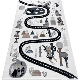 RUGSX Teppich fun Route für Kinder, Straße, Tiere creme white 180x270 cm