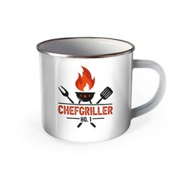 Trötsch Trötsch Emaille Becher Grillen Tasse Chefgriller NO. 1 Grillmeister