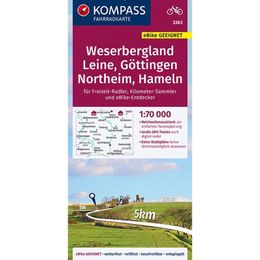 KOMPASS Fahrradkarte 3363 Weserbergland, Leine, Göttingen, Northeim, Hameln 1:70.000, Karte (im Sinne von Landkarte)