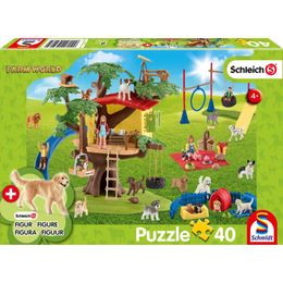 Schleich Schmidt Puzzle 40 - Farm World, Fröhliche Hunde (Kinderpuzzle)
