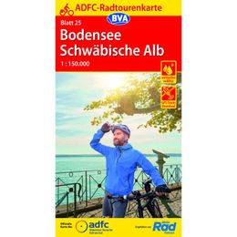 ADFC-Radtourenkarte 25 Bodensee Schwäbische Alb 1:150.000, reiß- und wetterfest, GPS-Tracks Download, Karte (im Sinne von Landkarte)