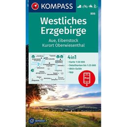 KOMPASS Wanderkarte 806 Westliches Erzgebirge, Aue, Eibenstock, Kurort Oberwiesenthal 1:50.000, Karte (im Sinne von Landkarte)