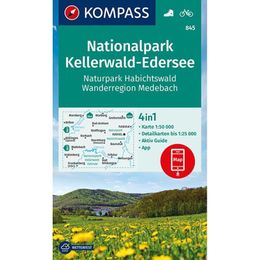 KOMPASS Wanderkarte 845 Nationalpark Kellerwald-Edersee, Naturpark Habichtswald, Wanderregion Medebach 1:50.000, Karte (im Sinne von Landkarte)