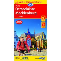 ADFC-Radtourenkarte 3 Ostseeküste Mecklenburg 1:150.000, reiß- und wetterfest, GPS-Tracks Download, Karte (im Sinne von Landkarte)