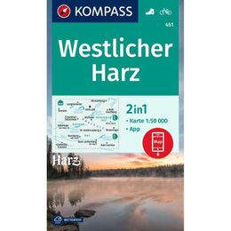 KOMPASS Wanderkarte 451 Westlicher Harz 1:50.000, Karte (im Sinne von Landkarte)