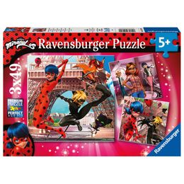 RAVENSBURGER VERLAG Ravensburger Kinderpuzzle 05189 - Unsere Helden Ladybug und Cat Noir - 3x49 Teile Miraculous Puzzle für Kinder ab 5 Jahren