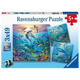 RAVENSBURGER VERLAG Ravensburger Kinderpuzzle - 05149 Tierwelt des Ozeans - Puzzle für Kinder ab 5 Jahren, mit 3x49 Teilen