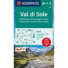 KOMPASS Wanderkarte 119 Val di Sole, Madonna di Campiglio, Malè, Passo del Tonale, Peio, Rabbi 1:35.000, Karte (im Sinne von Landkarte)