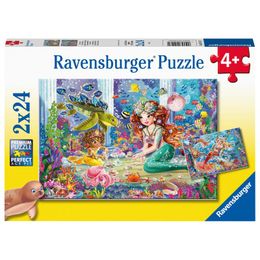 RAVENSBURGER VERLAG Ravensburger Kinderpuzzle - 05147 Zauberhafte Meerjungfrauen - Puzzle für Kinder ab 4 Jahren, mit 2x24 Teilen