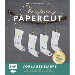 Set: Christmas Papercut - Die Vorlagenmappe mit Anleitung und 20 weihnachtlichen Papierschnitt-Motiven zum Sofort-Loslegen - Marie-Christine Hollerith, Kartoniert (TB)