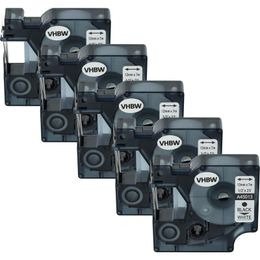 vhbw - 5x Schriftband-Kassette kompatibel mit Dymo 2000, 5500, 3500, 4500 Etiketten-Drucker 12mm Schwarz auf Weiß