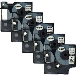 vhbw - 5x Schriftband-Kassette kompatibel mit Dymo LabelWriter Duo, Duo 400, Duo 450 Etiketten-Drucker 24mm Schwarz auf Weiß