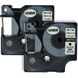 vhbw - 2x Schriftband-Kassette kompatibel mit Dymo LabelWriter Duo, Duo 400, Duo 450 Etiketten-Drucker 24mm Schwarz auf Weiß