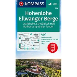 KOMPASS Wanderkarte 774 Hohenlohe, Ellwanger Berge, Crailsheim, Schwäbisch Hall, Rothenburg ob der Tauber 1:50.000, Karte (im Sinne von Landkarte)