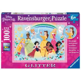 RAVENSBURGER VERLAG Ravensburger Kinderpuzzle 13326 - Stark, schön und unglaublich mutig - 100 Teile XXL Disney Prinzessinnen Glitterpuzzle für Kinder ab 6 Jahren