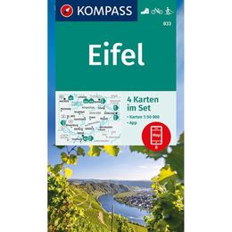 KOMPASS Wanderkarten-Set 833 Eifel (4 Karten) 1:50.000, Karte (im Sinne von Landkarte)
