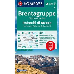 KOMPASS Wanderkarte 73 Brentagruppe, Weltnaturerbe, Dolomiti di Brenta 1:50.000, Karte (im Sinne von Landkarte)