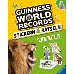 RAVENSBURGER VERLAG Guinness World Records Stickern und Rätseln: Wilde Tiere - Martine Richter, Eddi Adler, Kartoniert (TB)