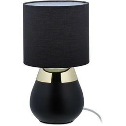 Nachttischlampe Touch, E14-Fassung, indirektes Licht, ovale Lampe mit Lampenschirm. HxD: 32 x 18 cm, schwarz - Relaxdays