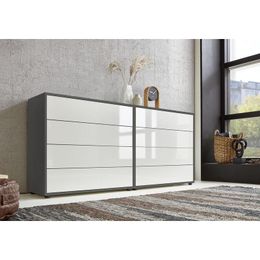 Bmg Möbel - Sideboard Mailand Set 1 (Schubladenkommode Schubkastenkommode Kommode Anrichte, in anthrazit/ weiß), Push-to-open Funktion - Grau