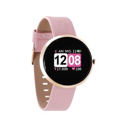 X-Watch SIONA COLOR FIT (54036) Smartwatch Metall Echtleder, 234 mm, Gehäuse: Rosé Gold/Armband: Gold