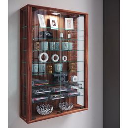 PKline Vitrinenschrank Glas Wandschrank Vitrine Hängeschrank Schrank Nussbaum Dekor