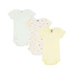 Petit Bateau - Kurzarm-Body LEMON 3er Pack in gelb/bunt, Gr.56/62