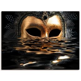 Wandbild Artland "Venezianische Maske mit Blattgold" Bilder Gr. B/H: 120 cm x 90 cm, Leinwandbild Karneval Querformat, 1 St., goldfarben Kunstdrucke