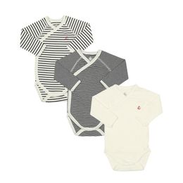 Petit Bateau - Wickel-Langarmbody MARITIME STREIFEN 3er-Pack in marine/creme, Gr.56/62