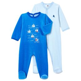 Petit Bateau - Nicki-Schlafstrampler TIREX 2er-Pack in ruisseau/jasmin, Gr.74