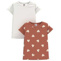 Petit Bateau - T-Shirt CUR 2er-Set in rot/weiß, Gr.110