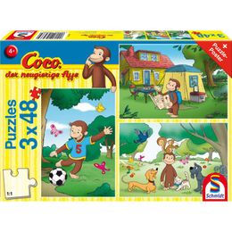 Schmidt Spiele Schmidt Puzzle 3x48 - Coco, der neugierige Affe, Mein Freund Coco, 3x48 Teile (Puzzle)