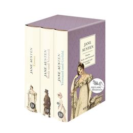 3 Bücher von Jane Austen im Schuber - Emma, Stolz und Vorurteil, Verstand und Gefühl - Reclam - Jane Austen, Gebunden