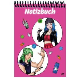 A 4 Notizblock Manga Quinn und Enora, pink, liniert